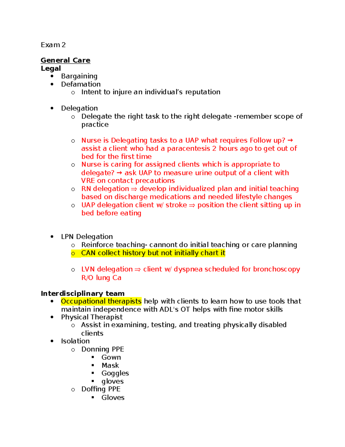 Exam 2 comps fillin - comp exam 1 - Exam 2 General Care Legal ...