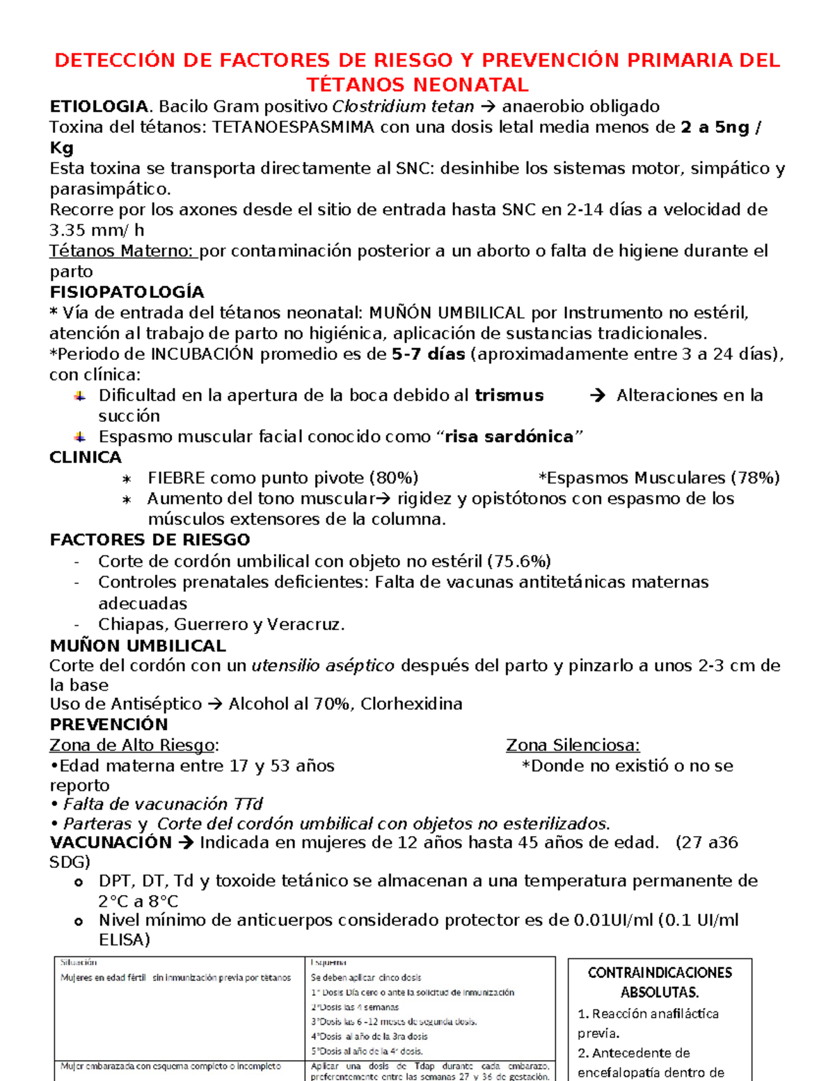 Tetanos Neonatal - DETECCIÓN DE FACTORES DE RIESGO Y PREVENCIÓN ...