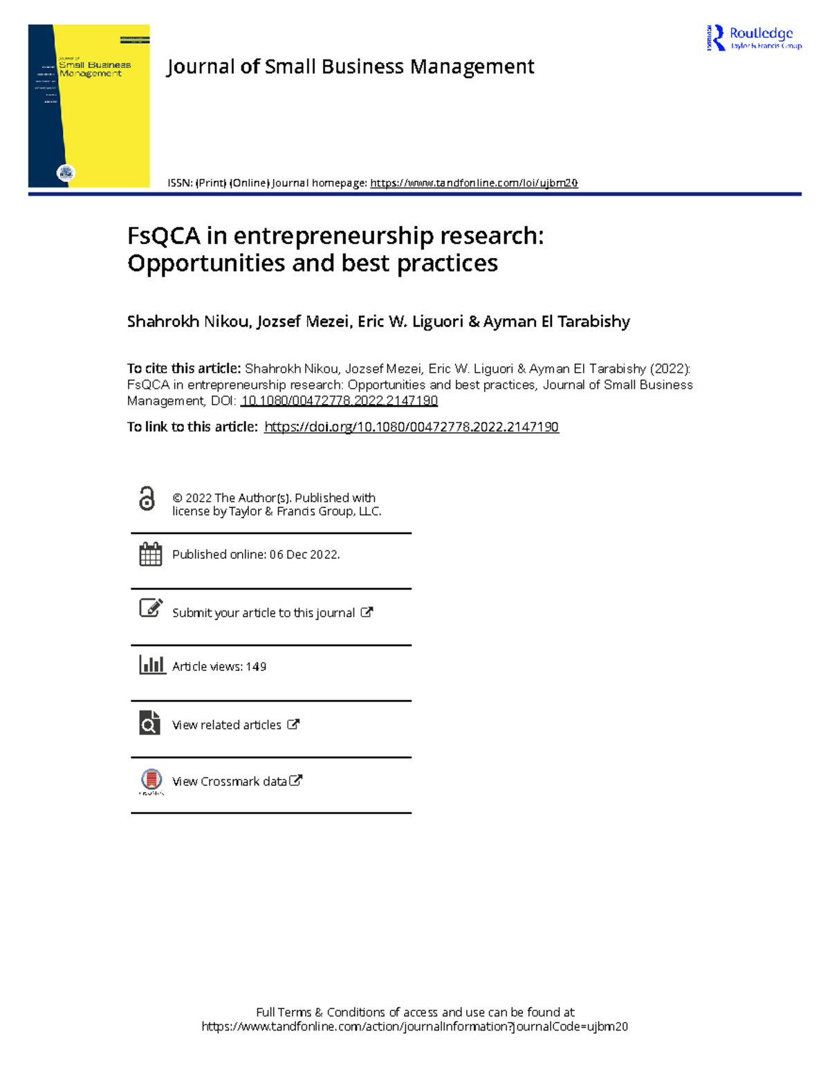 Fs QCA in entrepreneurship research Opportunities and best practices ...