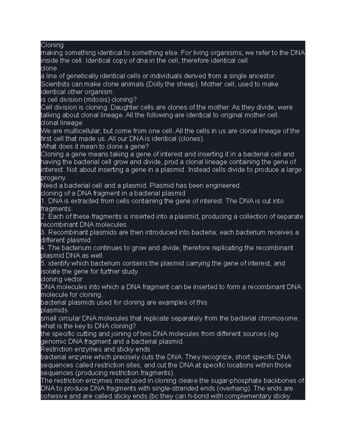Cloning ch 14 biol 1p91 - Lecture notes 8 - Cloning making something ...