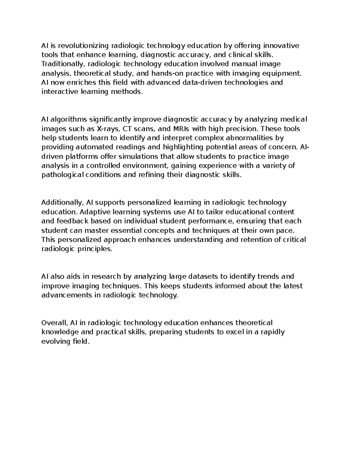 AI is revolutionizing radiologic technology education by offering ...