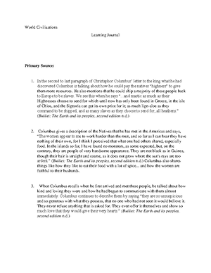 Primary source 5 - World Civilizations Primary Source For all primary ...