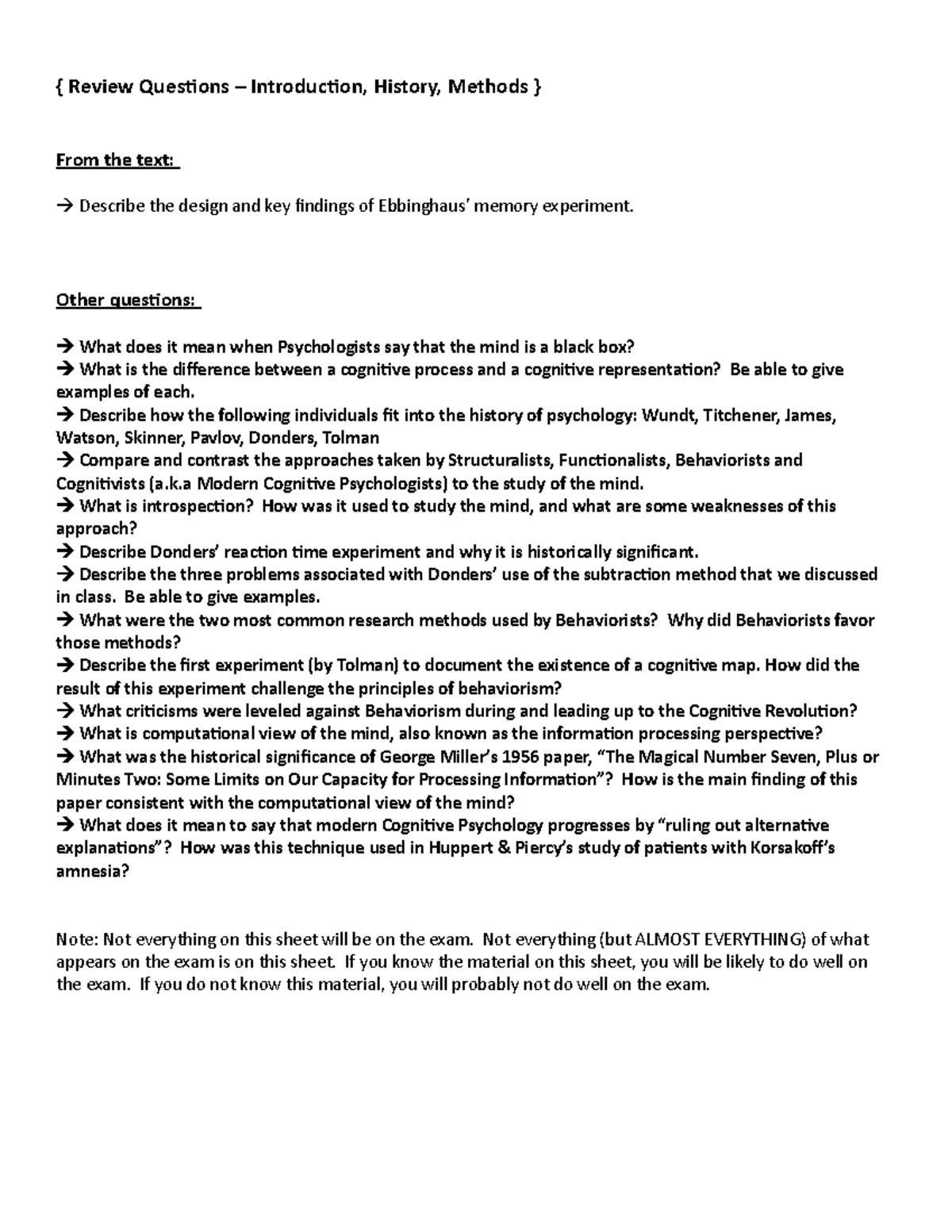 RQs History - { Review Questions – Introduction, History, Methods ...