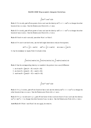 Calc 2 Final Cheat Sheet - Indeterminate forms f(x)) 0 = + = In( x Iist ...