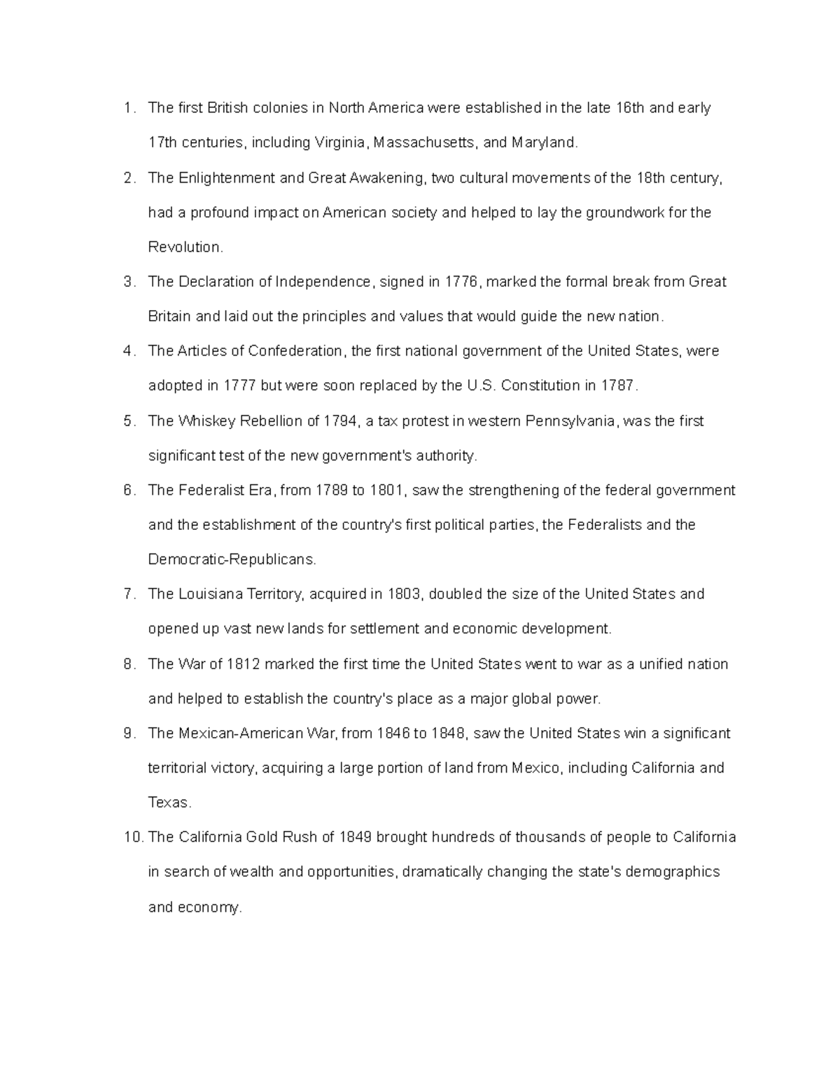 US history to 1877 Notes 3 - The first British colonies in North ...