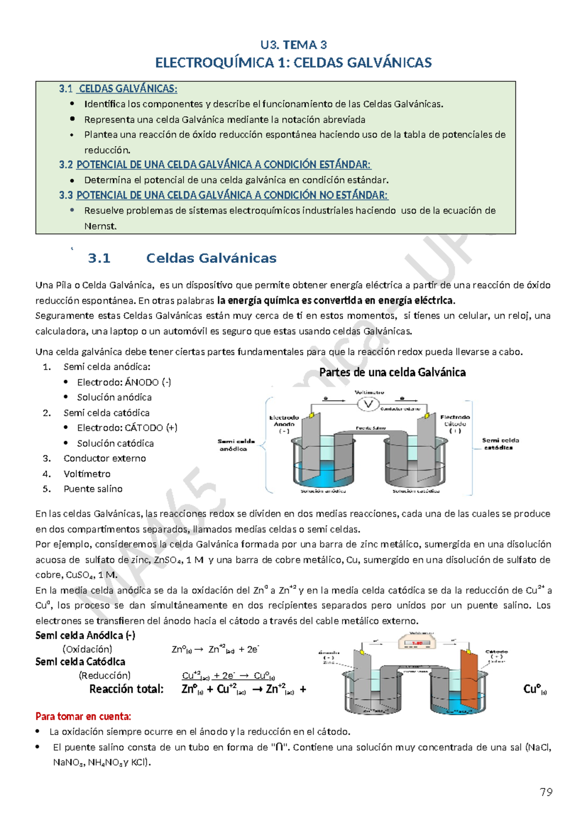 MA465 S13 S34 CT12 electroquimica 1 - U3. TEMA 3 ELECTROQUÍMICA 1: CELDAS GALVÁNICAS 3 CELDAS ...
