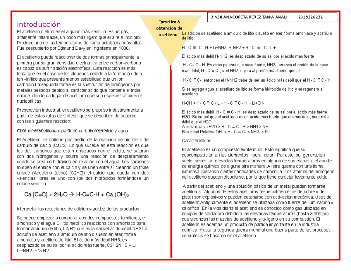 Reporte de acetileno 2IV38 - t La adición de acetileno a amiduro de ...
