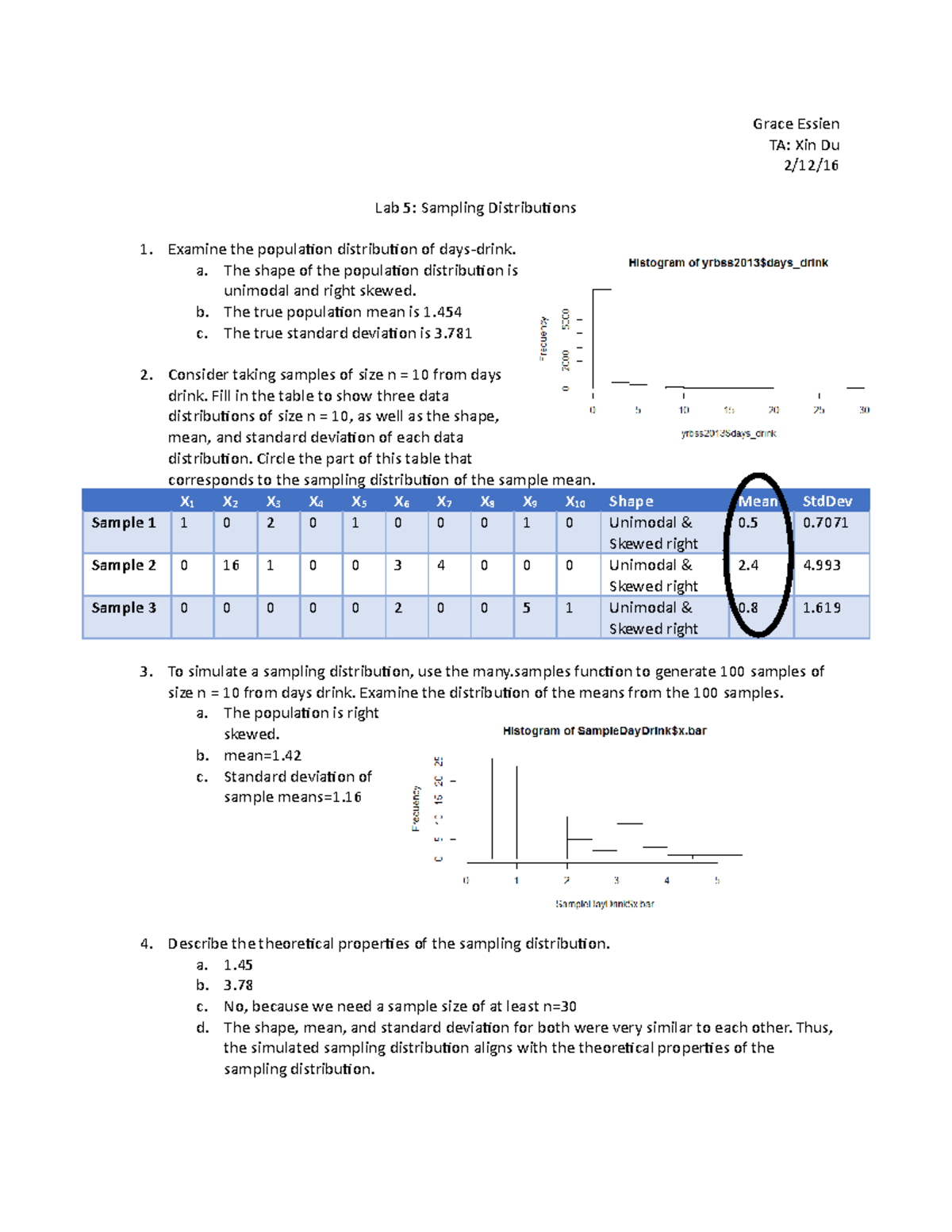 Lab 5 (2-12) - qtm lab assignment - Grace Essien TA: Xin Du 2/12/16 Lab ...