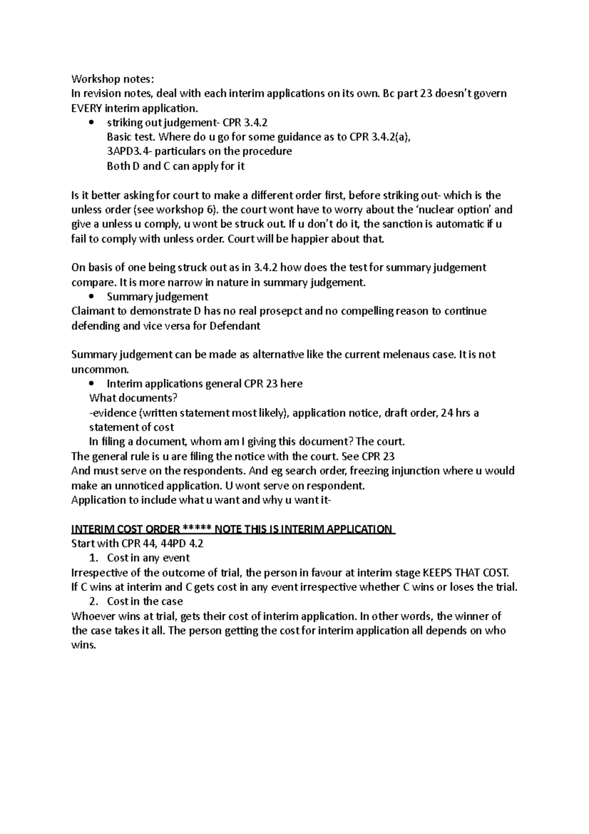 Workshop notes 7 civil - BPP - Studocu