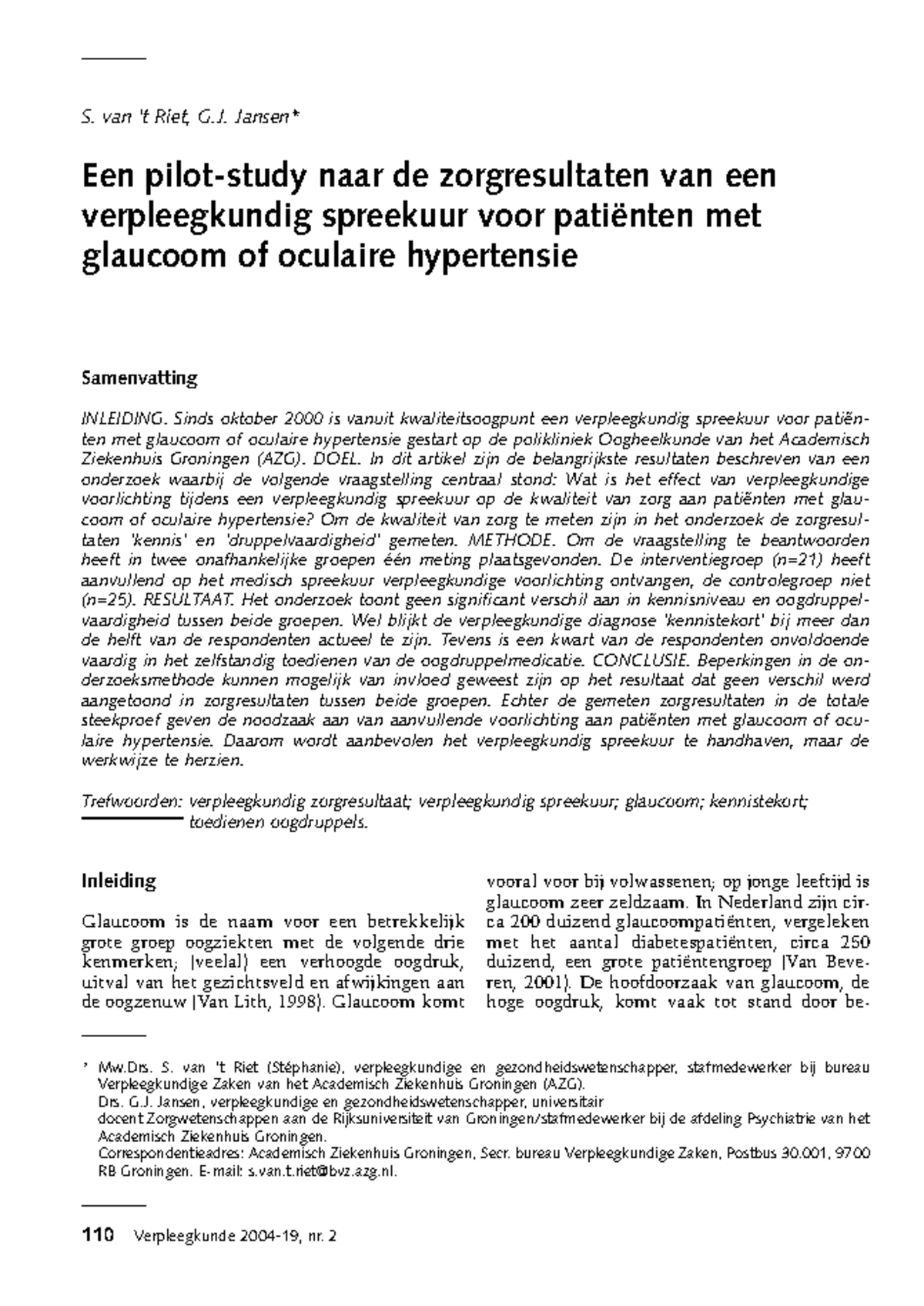 Learning woehoe - S. van 't Riet, G. Jansen* Een pilot-study naar de ...