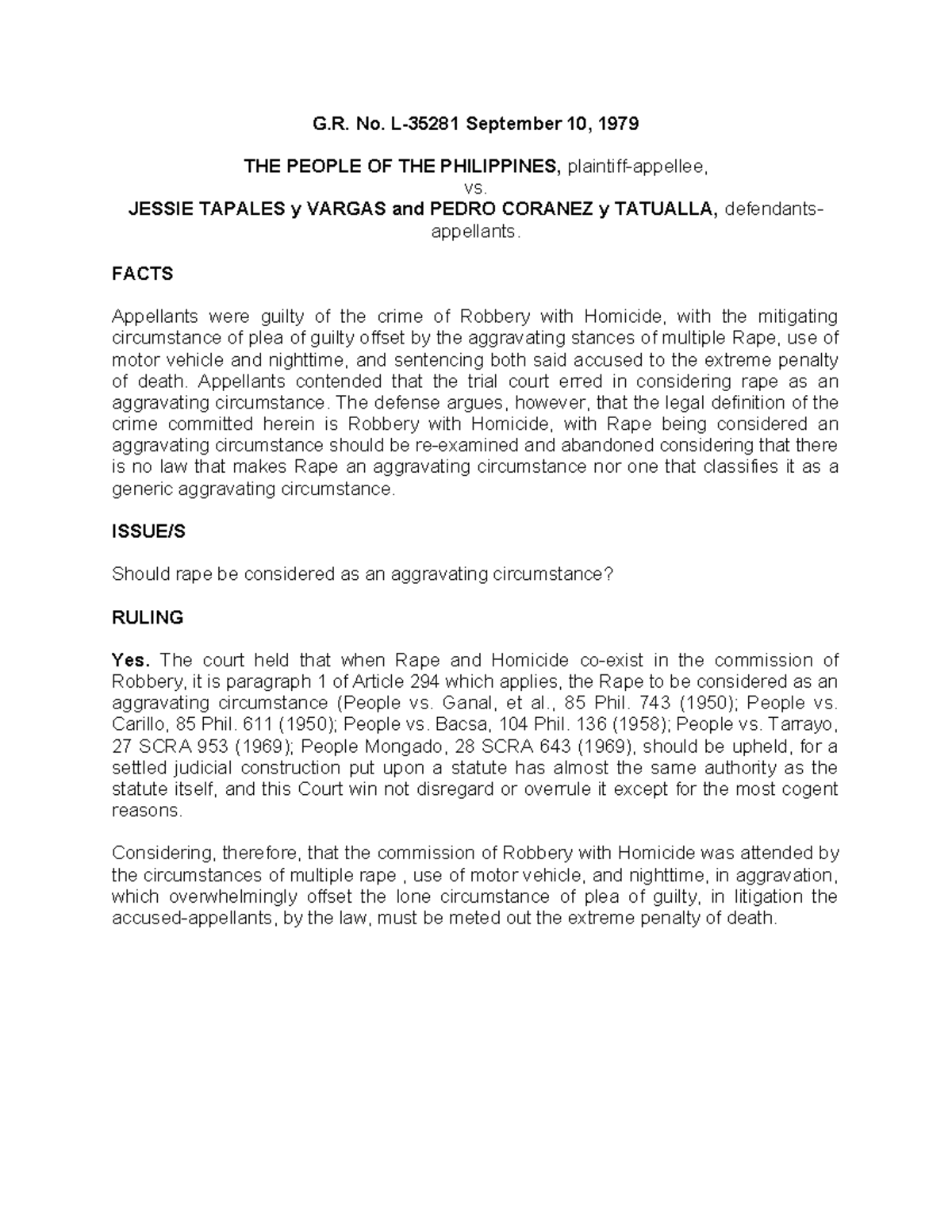 191. People v. Tapales, 93 SCRA 134 - G. No. L-35281 September 10, 1979 ...