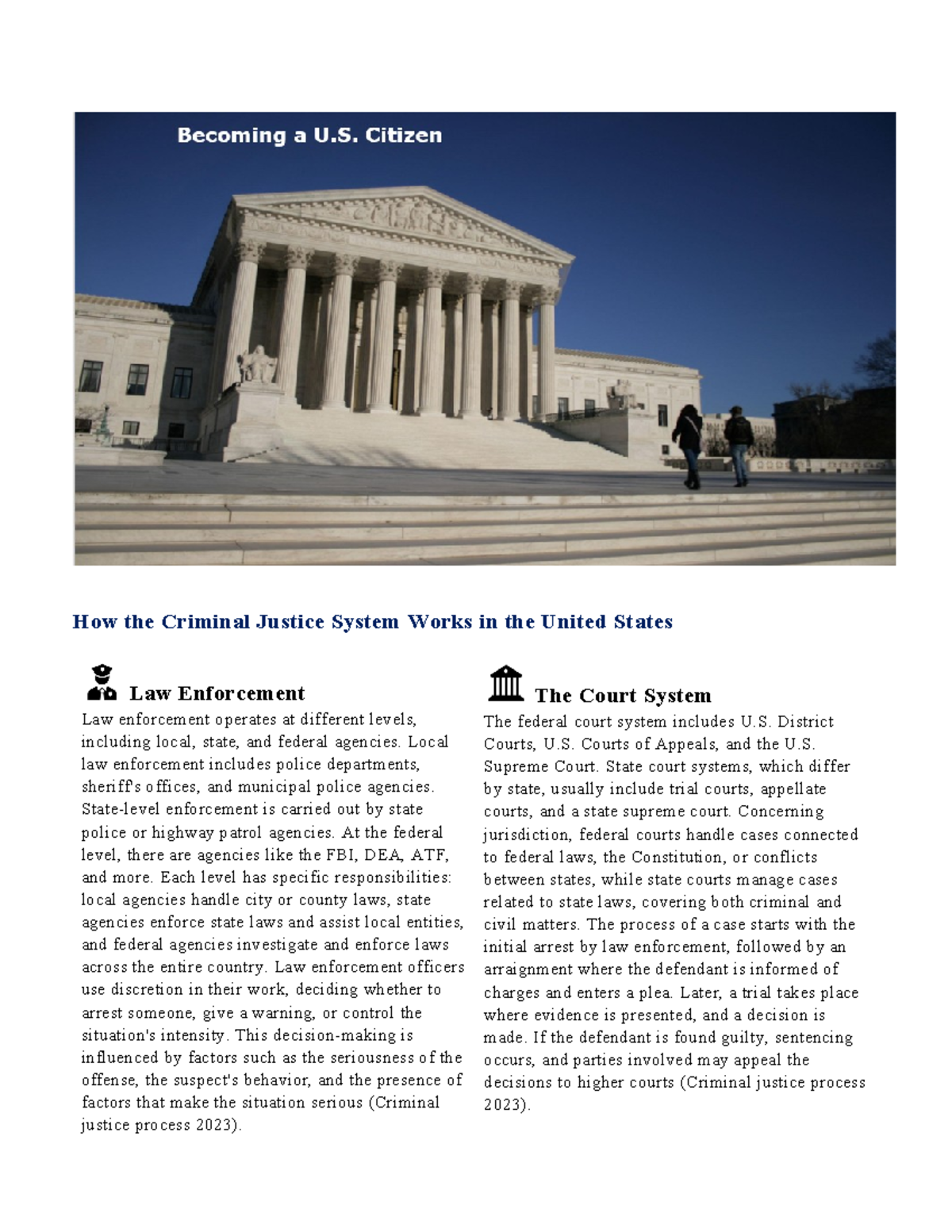 CJ112Project Two - How the Criminal Justice System Works in the United ...