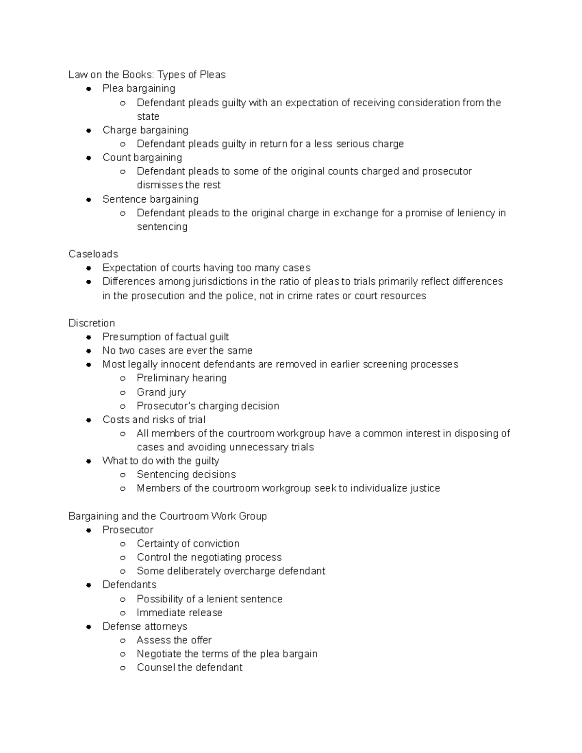 Negotiated Justice and the Plea of Guilty - Law on the Books: Types of ...
