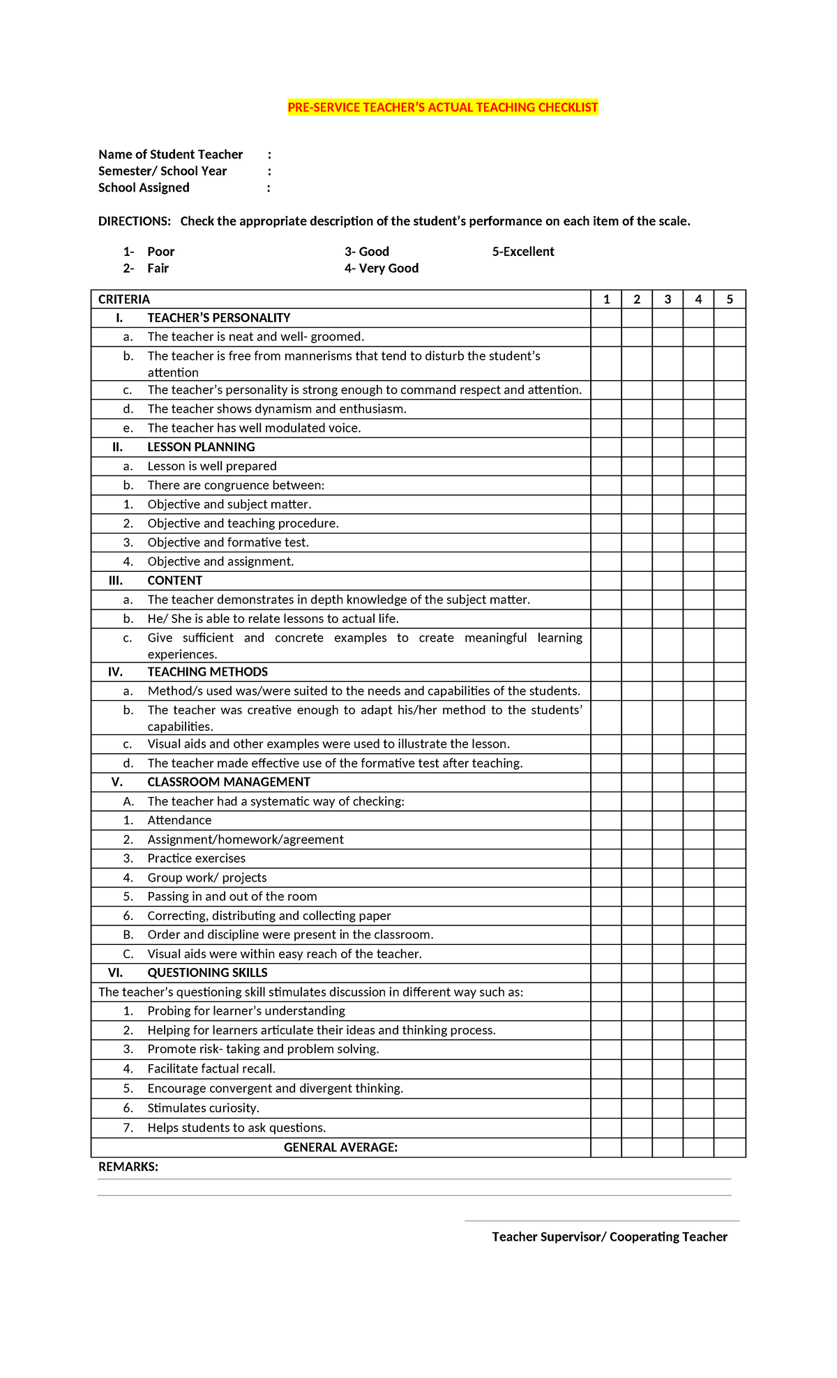 ST-Daily-Evaluationvaluation - PRE-SERVICE TEACHER’S ACTUAL TEACHING ...