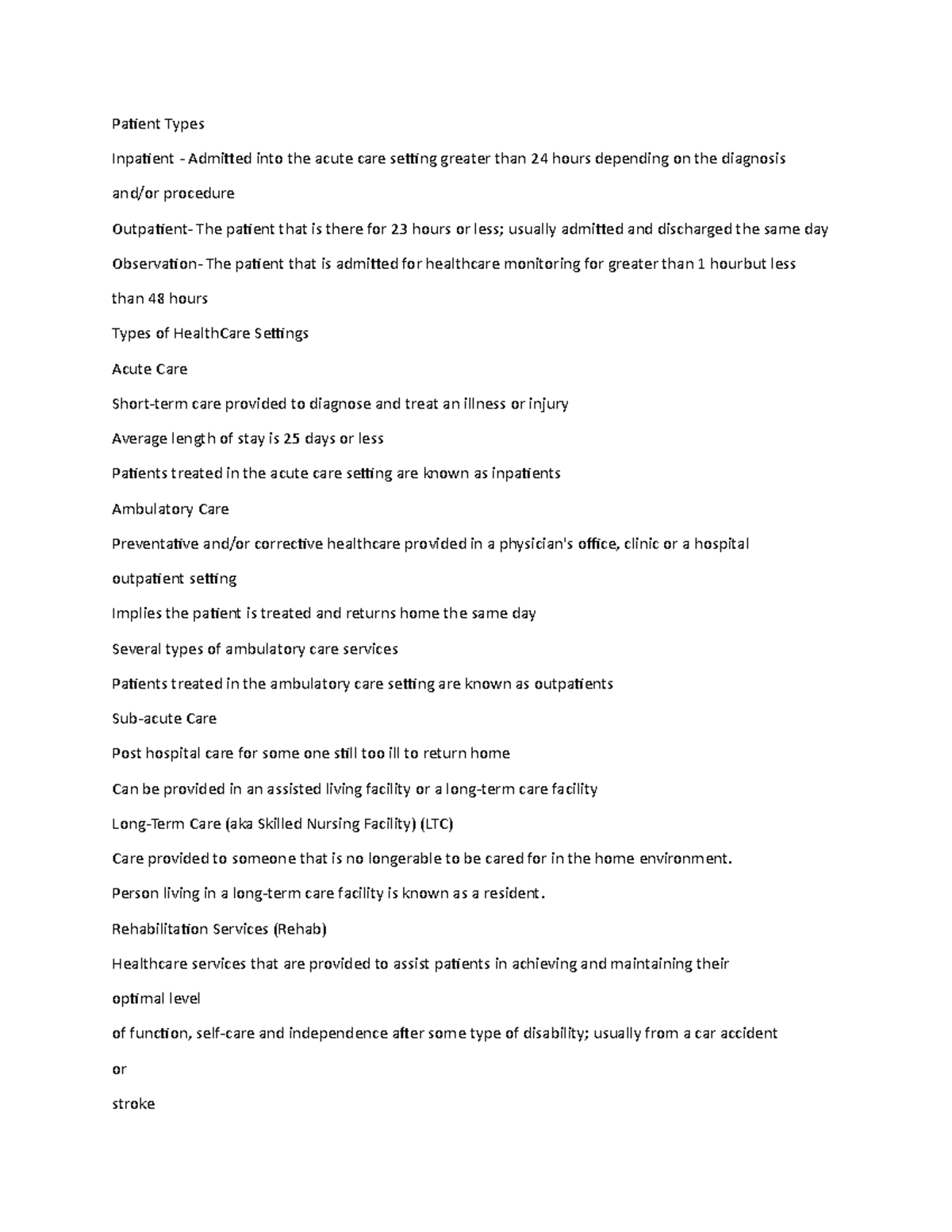 Patient type - HIT 110 Brian Gray - Patient Types Inpatient - Admitted ...