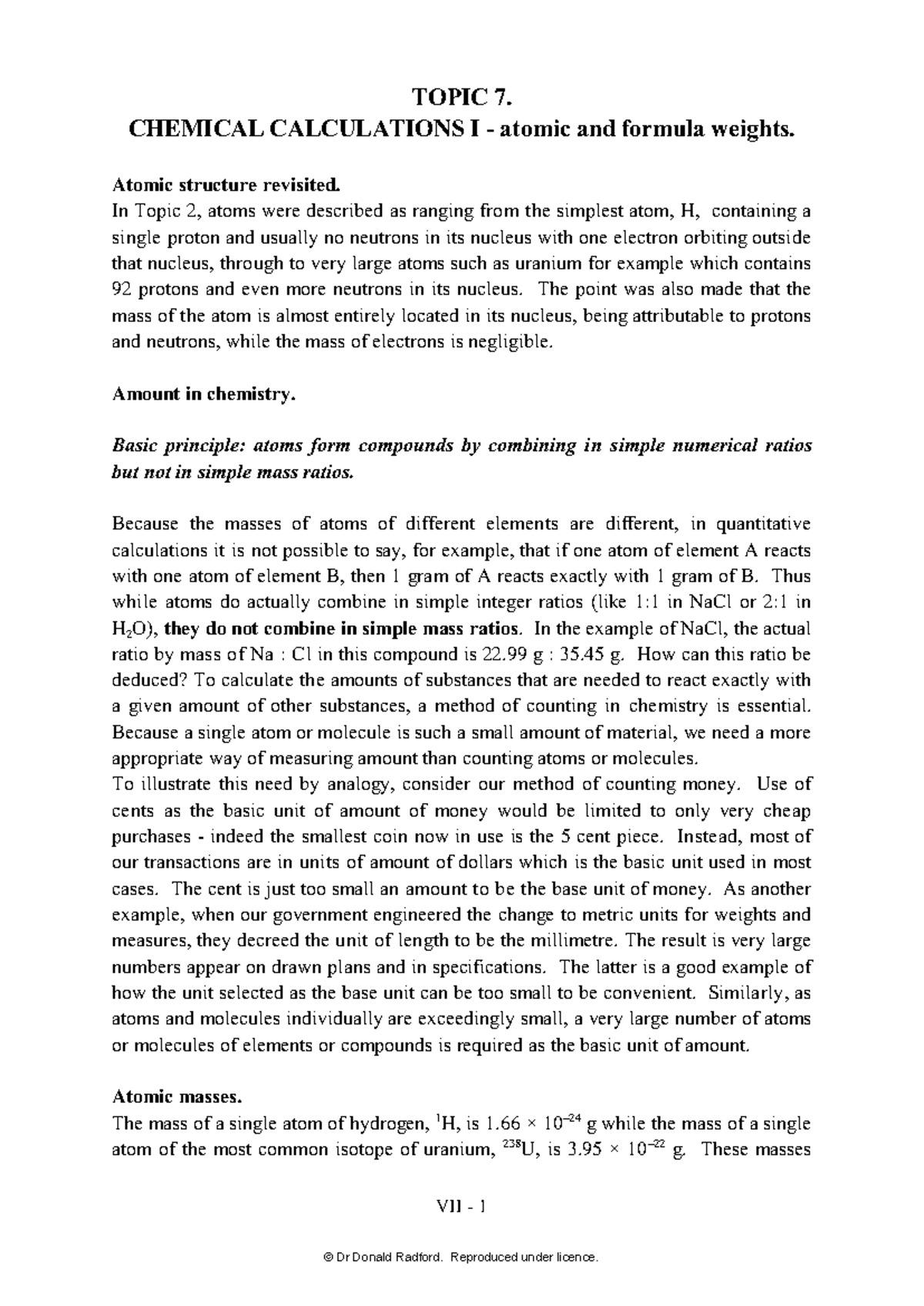 Topic 7 - chemistry notes as a basis/ fundamental -> starter notes ...