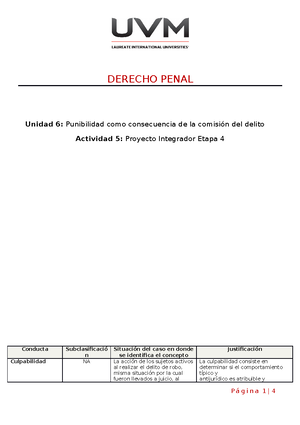 A7 eq - actividad 7 de derecho penal - UVM - Studocu