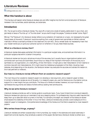 Literature Review Outline Template 1 - It provides a critical overview ...