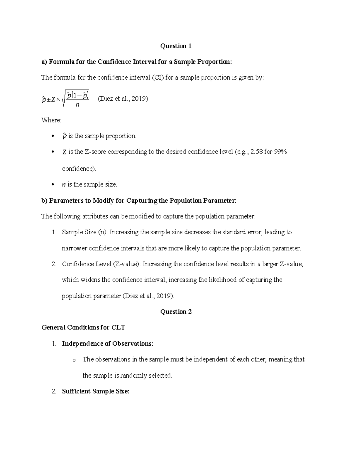 Math 1281 - week 1 assignments - Question 1 a) Formula for the ...
