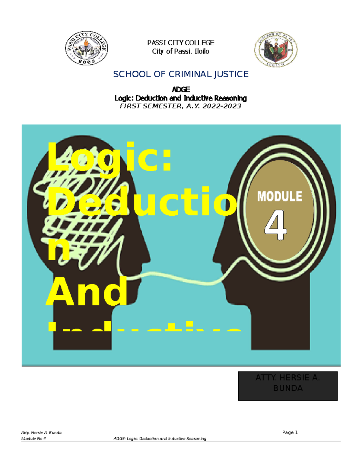 Module 4-ADGE - logic - PASSI CITY COLLEGE City of Passi. Iloilo SCHOOL ...