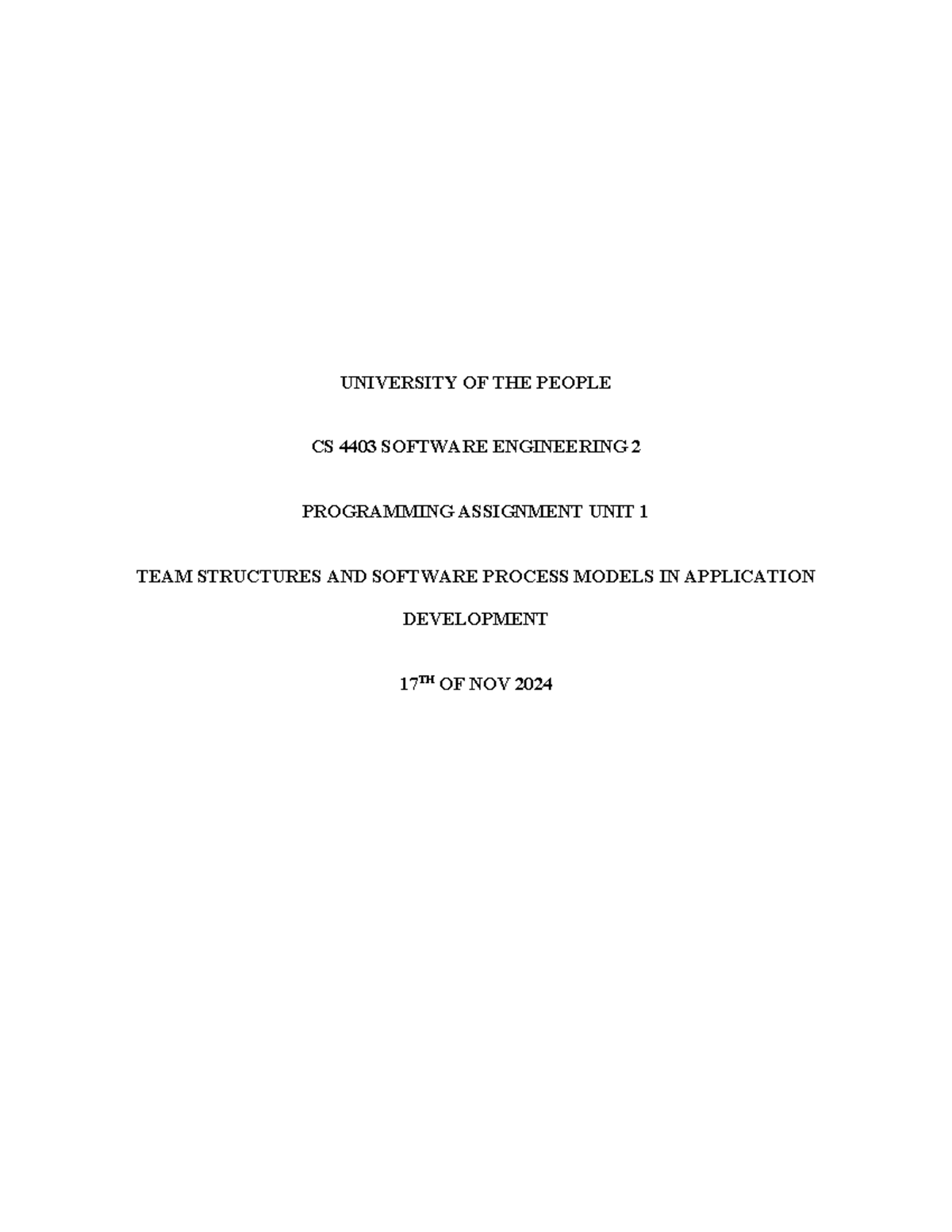 CS 4403 PA 1 - CS 4403 Software Engineering Programming assignment Unit ...