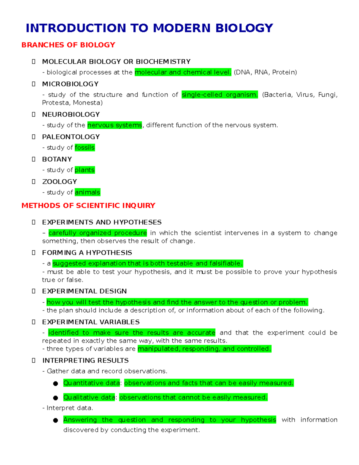 Copy of BIO Concepts - biology, study of living things and their vital ...