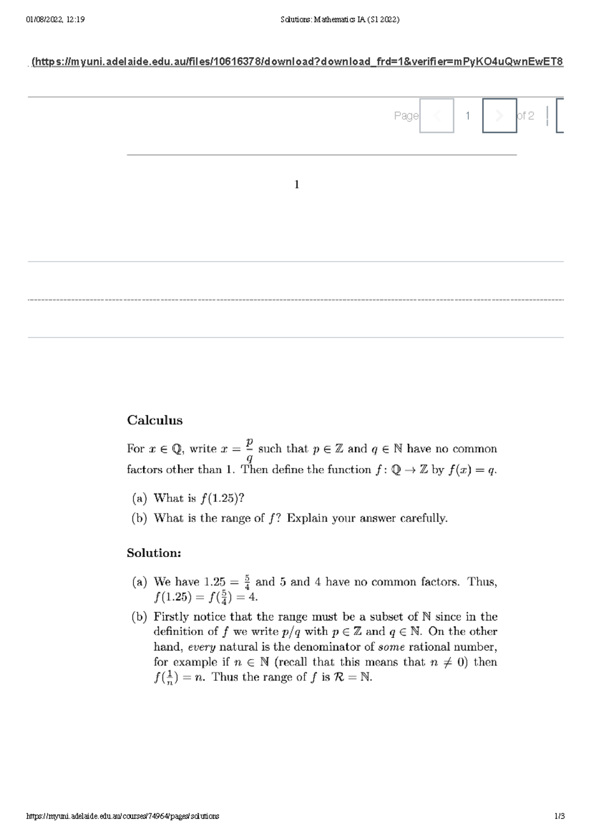 Solutions Mathematics IA (S1 2022) - 12:19 Solutions: Mathematics IA ...