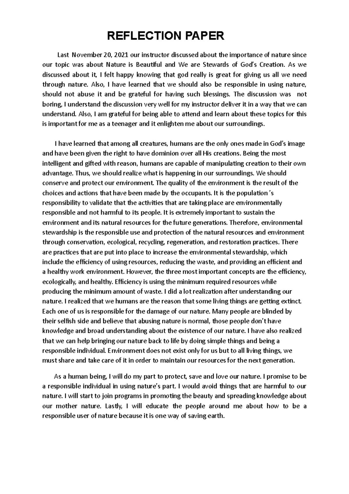 NSTP NARRATIVE REPORT - REFLECTION PAPER Last November 20, 2021 our ...