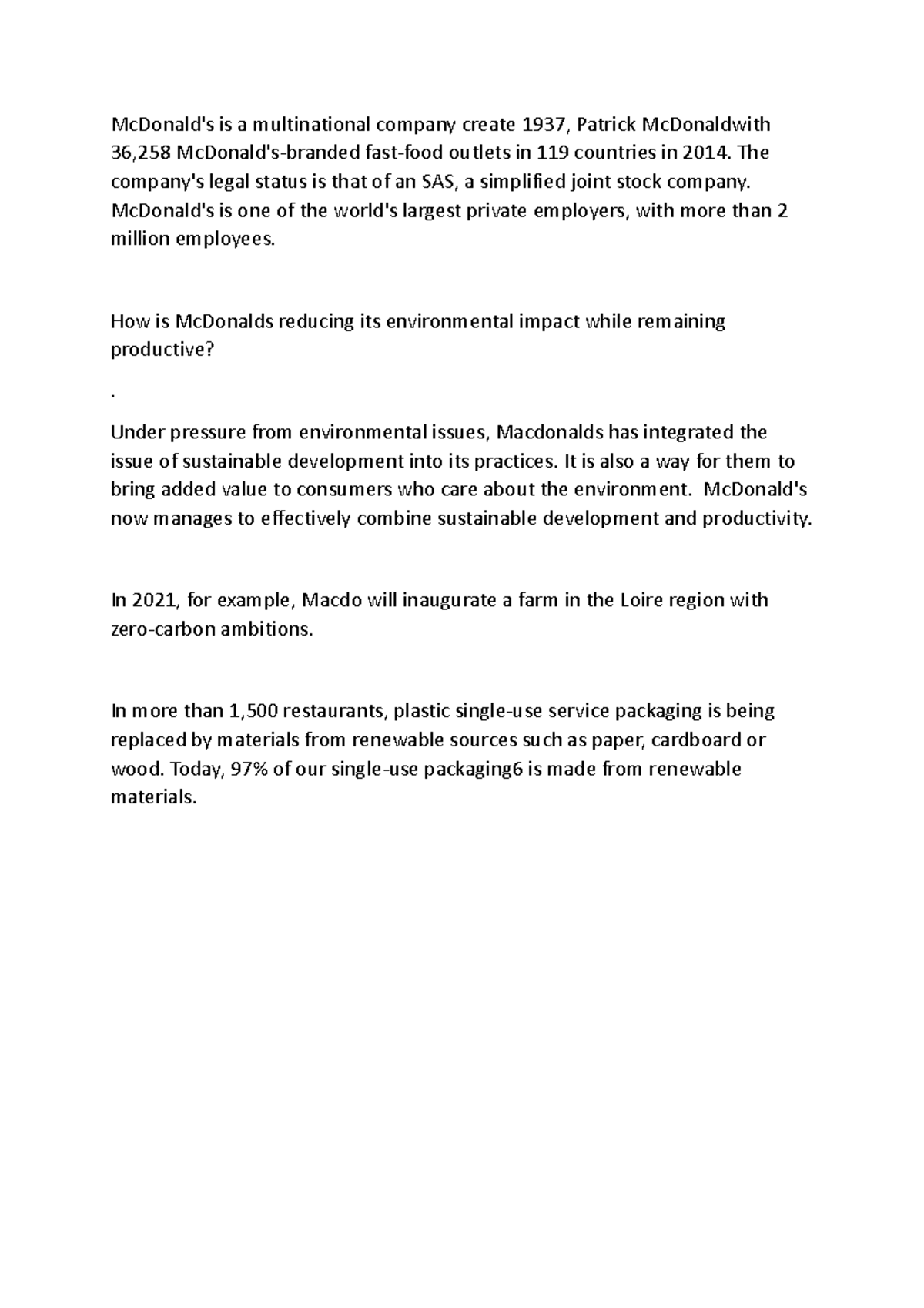 ETLV MACDO , question problématisé - McDonald's is a multinational ...