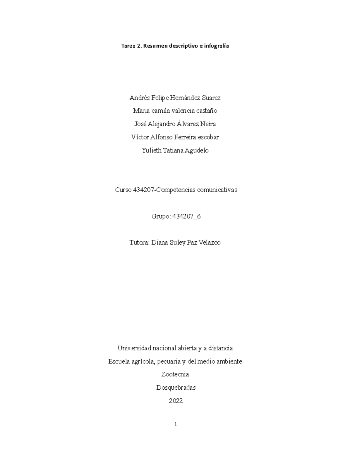 Resumen descriptivo e infografía - Tarea 2. Resumen descriptivo e ...