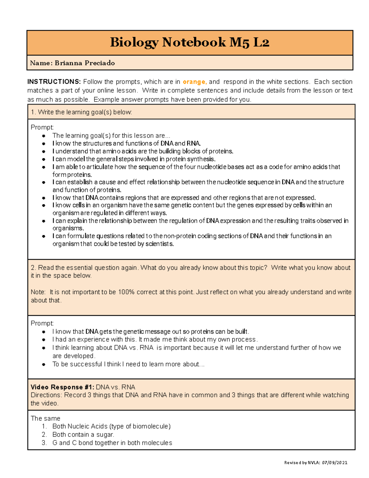 Bio2 - bio work - Biology Notebook M5 L Name: Brianna Preciado ...