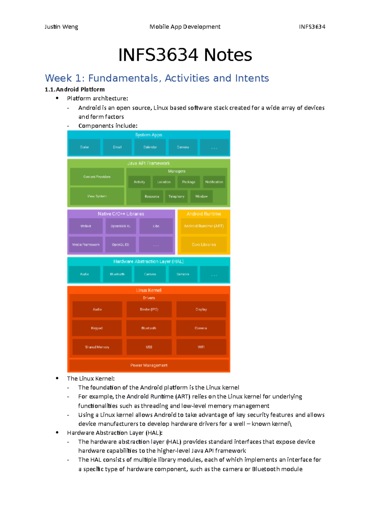 Infs3634 Notes Justin Weng Mobile App Development Infs Infs3634 Notes Week 1 Fundamentals