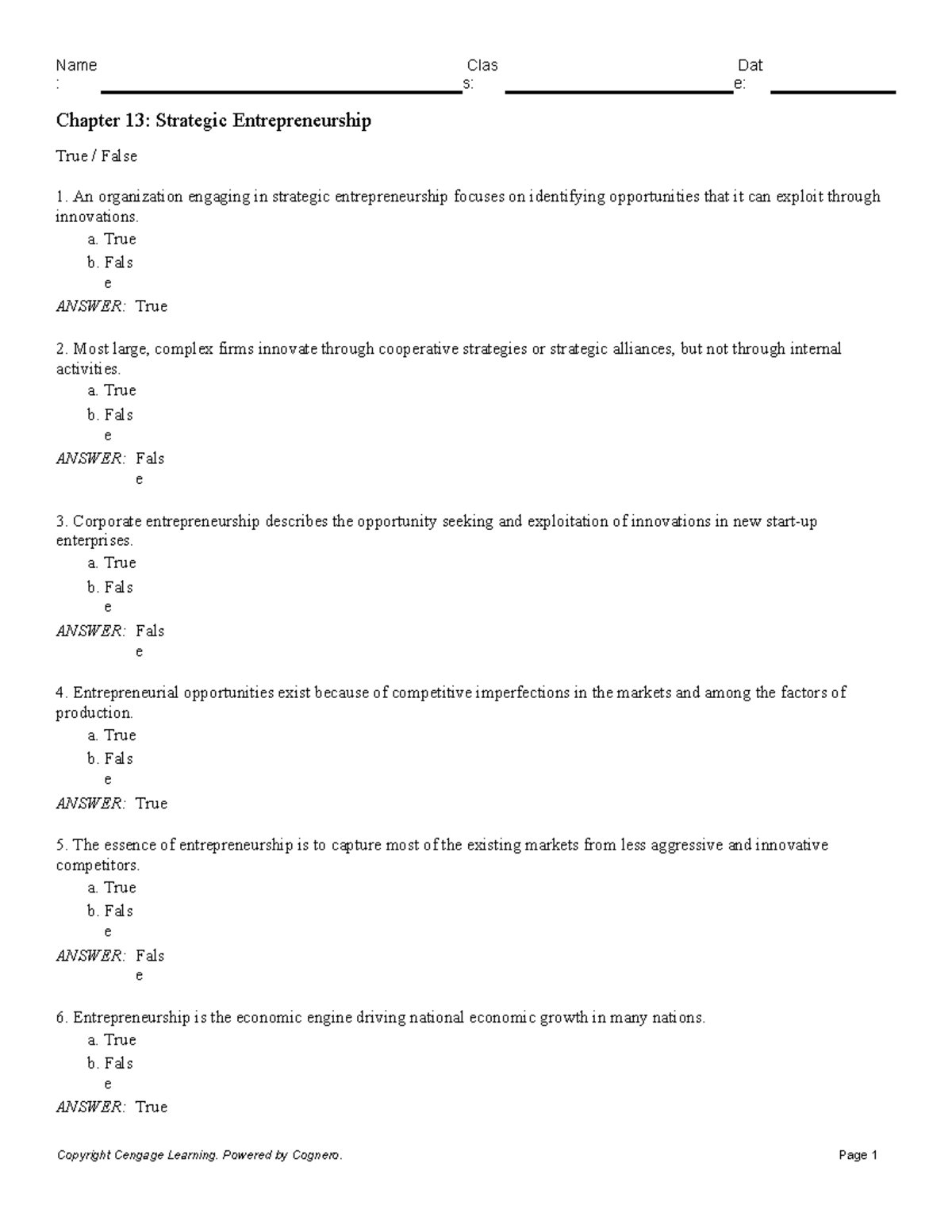 Chapter 13 Strategic Entrepreneurship - : s: e: Chapter 13: Strategic ...