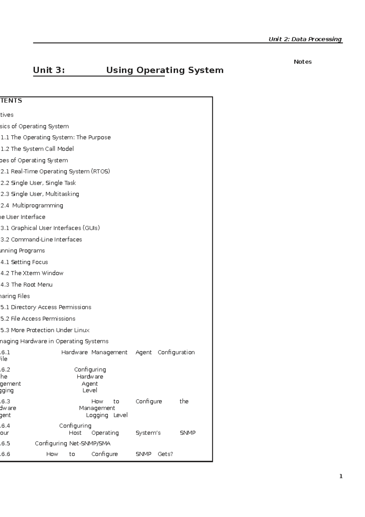 Unit 3 - notes - Unit 2: Data Processing Notes Unit 3: Using Operating ...