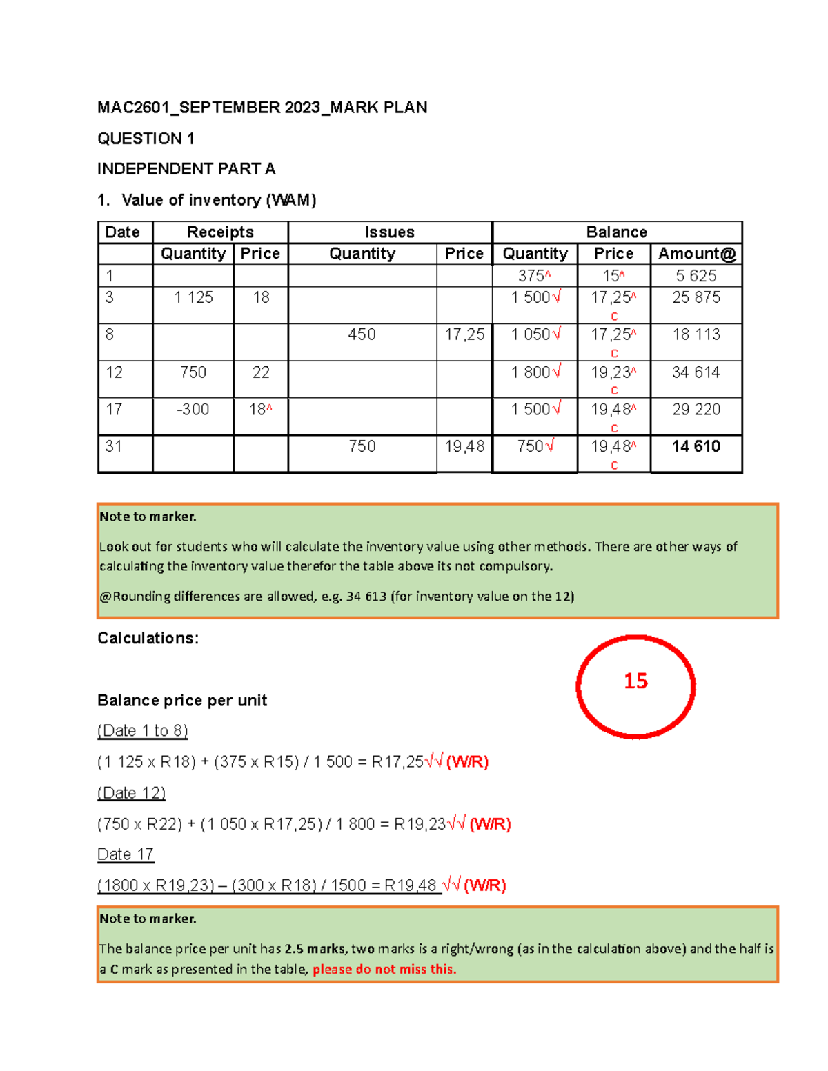 MAC2601 2023 SEP MARK PLAN - MAC2601_SEPTEMBER 2023_MARK PLAN QUESTION ...