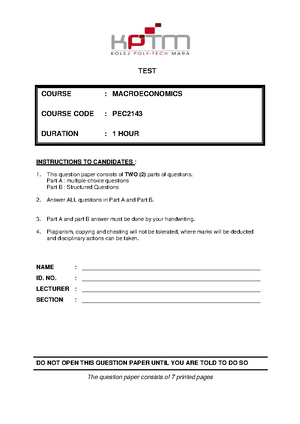 PEC1133 Group Assignment - MICROECONOMICS PEC TITLE: GROUP ASSIGNMENT ...