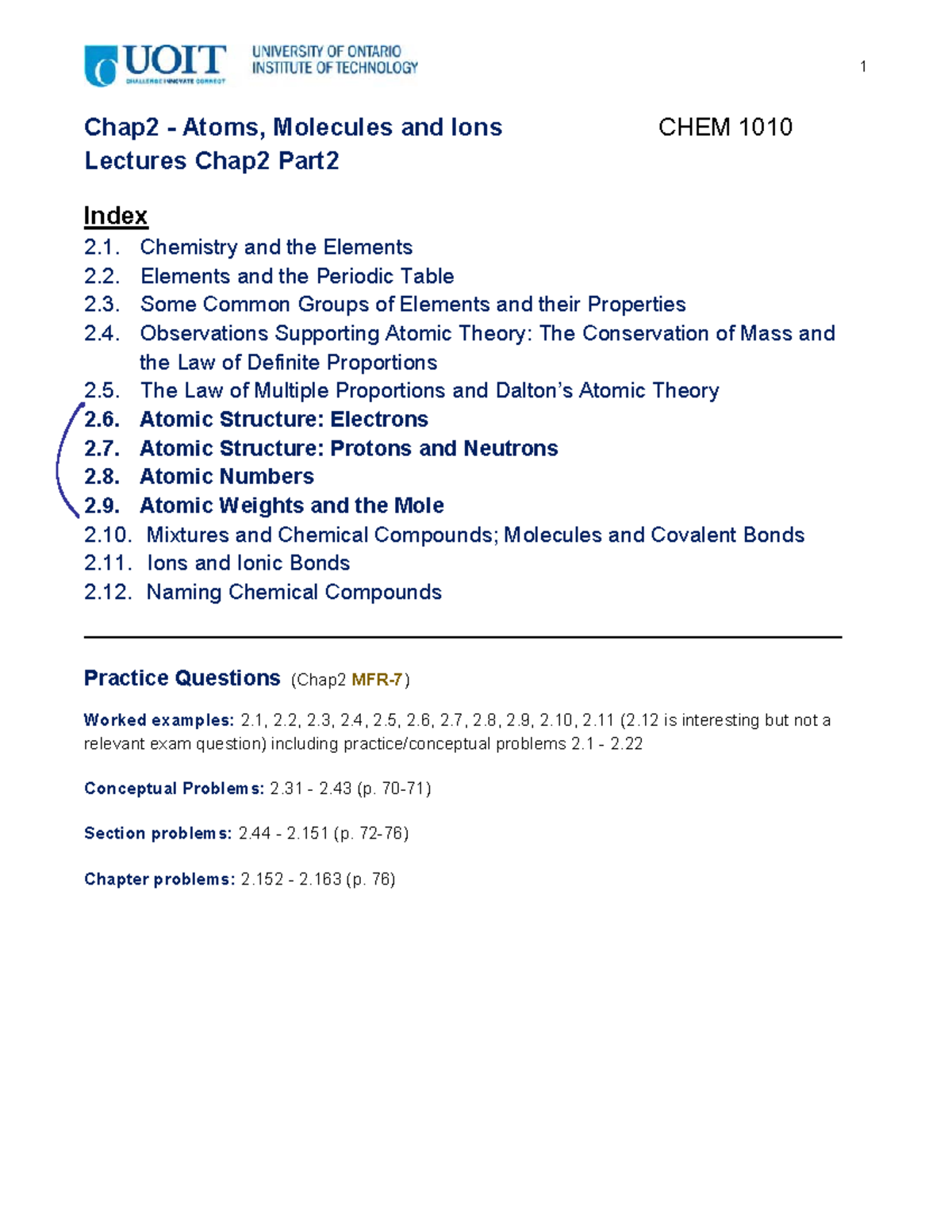 Annotated Chap2 Part2 1010 W18 - Chap2 - Atoms, Molecules and Ions CHEM ...