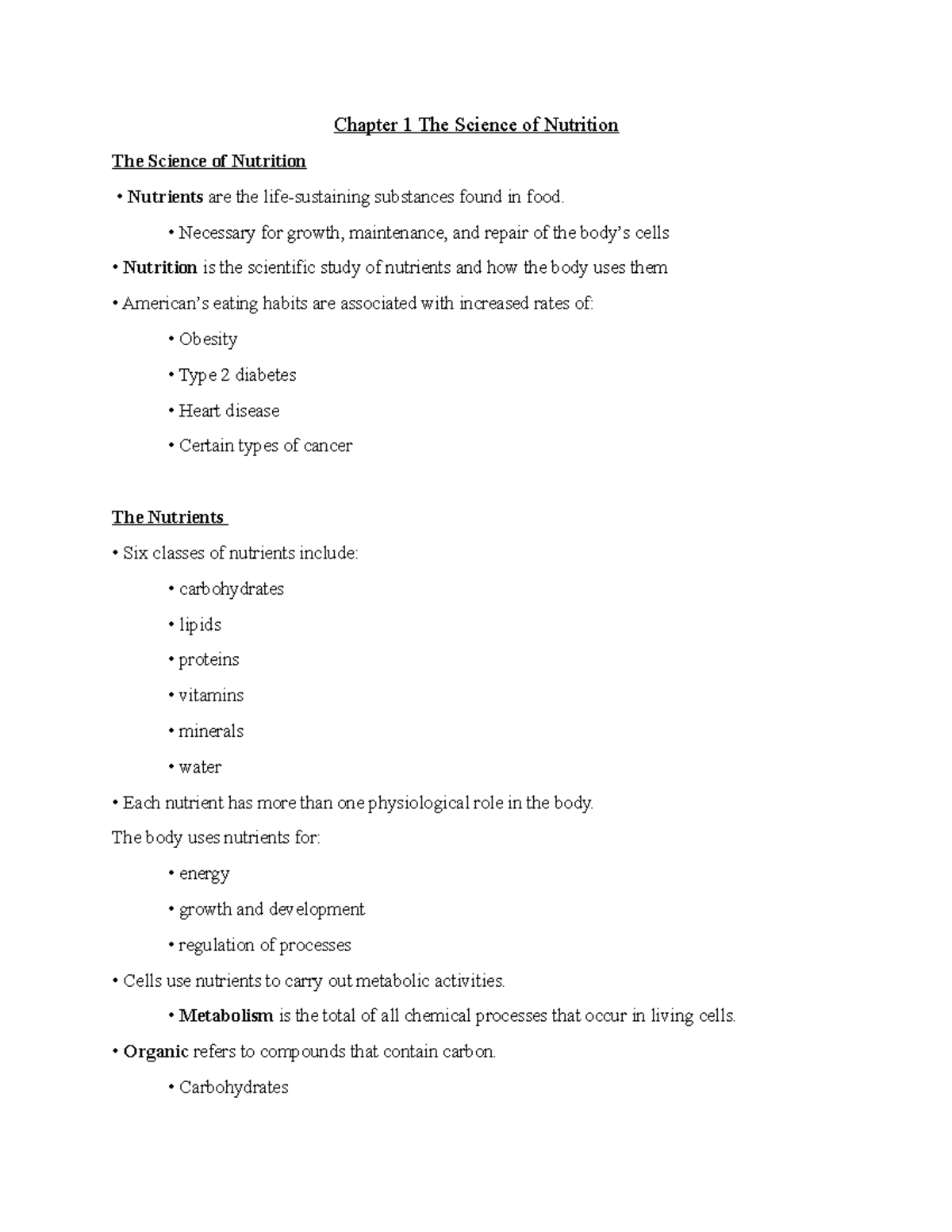 Chapter 1 The Science of Nutrition - Chapter 1 The Science of Nutrition ...