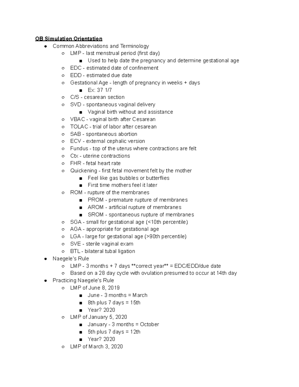 OB Simulation Orientation - She has had one baby at 35 weeks who is ...