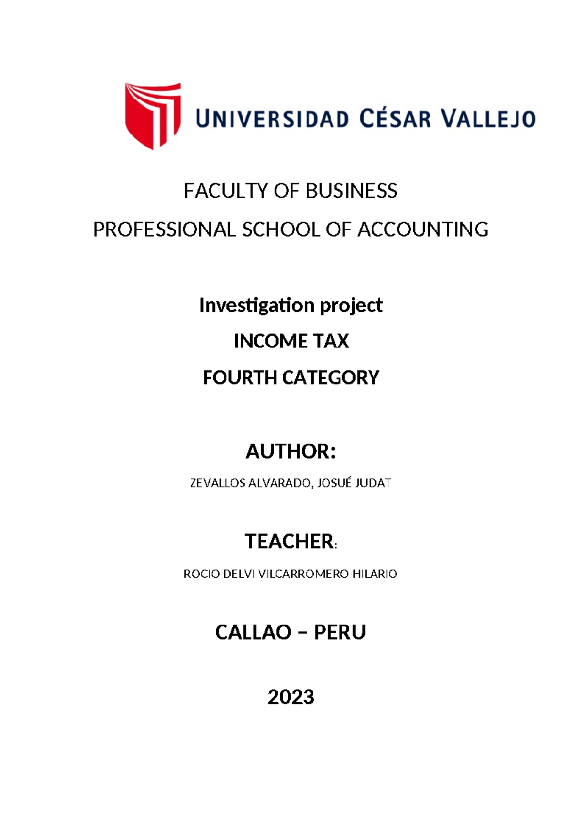 Faculty OF Business Zevallos Judat - FACULTY OF BUSINESS PROFESSIONAL ...