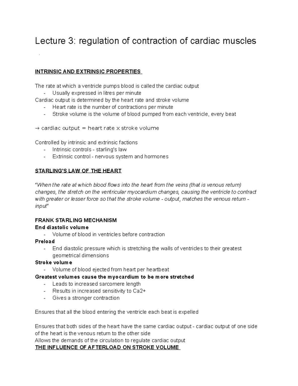 4. Regulation OF Contraction OF Cardiac Muscles - Summary Notes ...