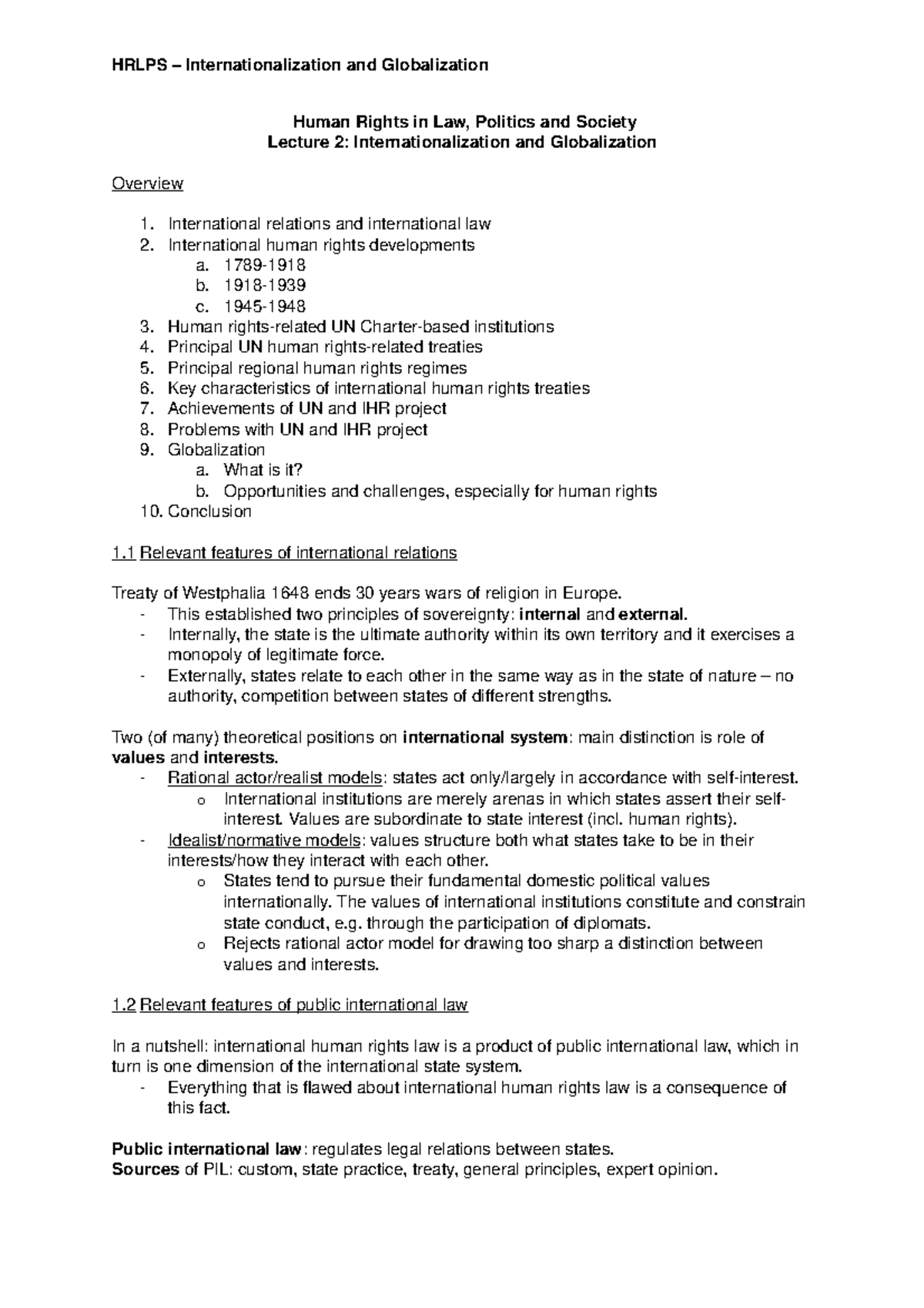 Internationalisation and Globalisation - Human Rights in Law, Politics ...