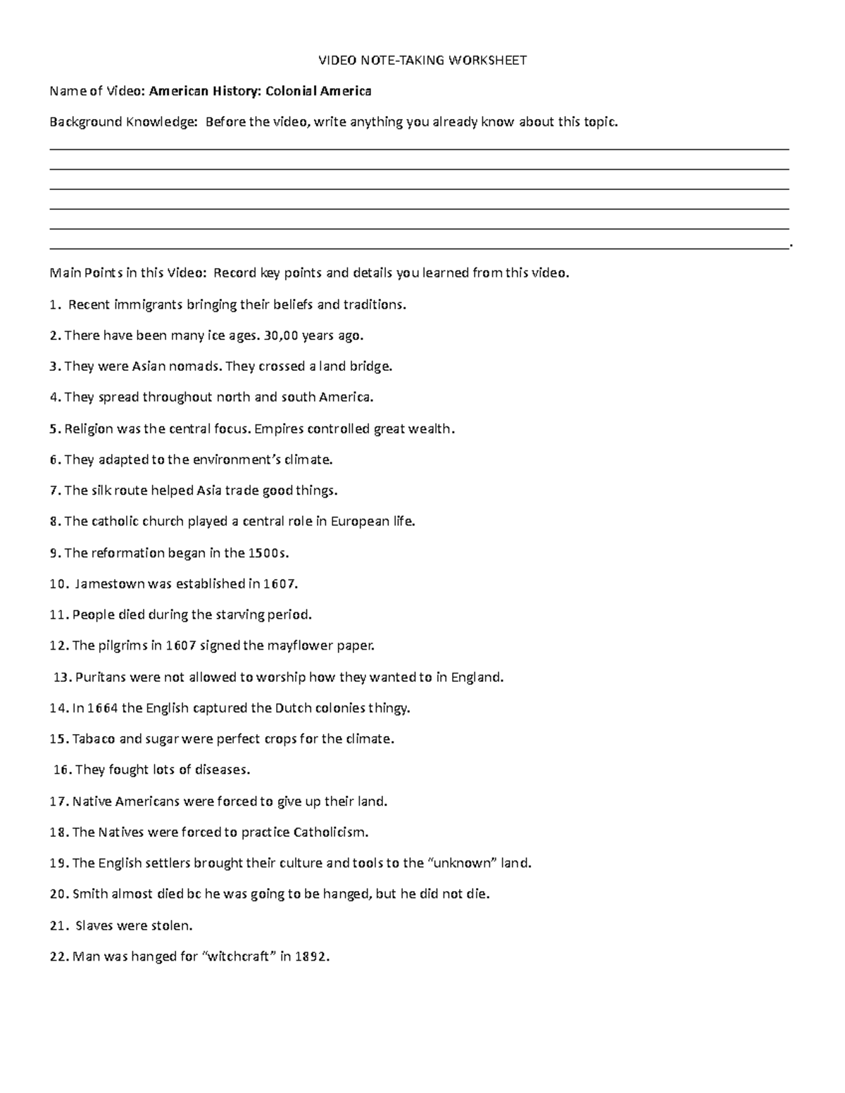 Video Notes Lesson 2 Video 1 - VIDEO NOTE‐TAKING WORKSHEET Name of ...