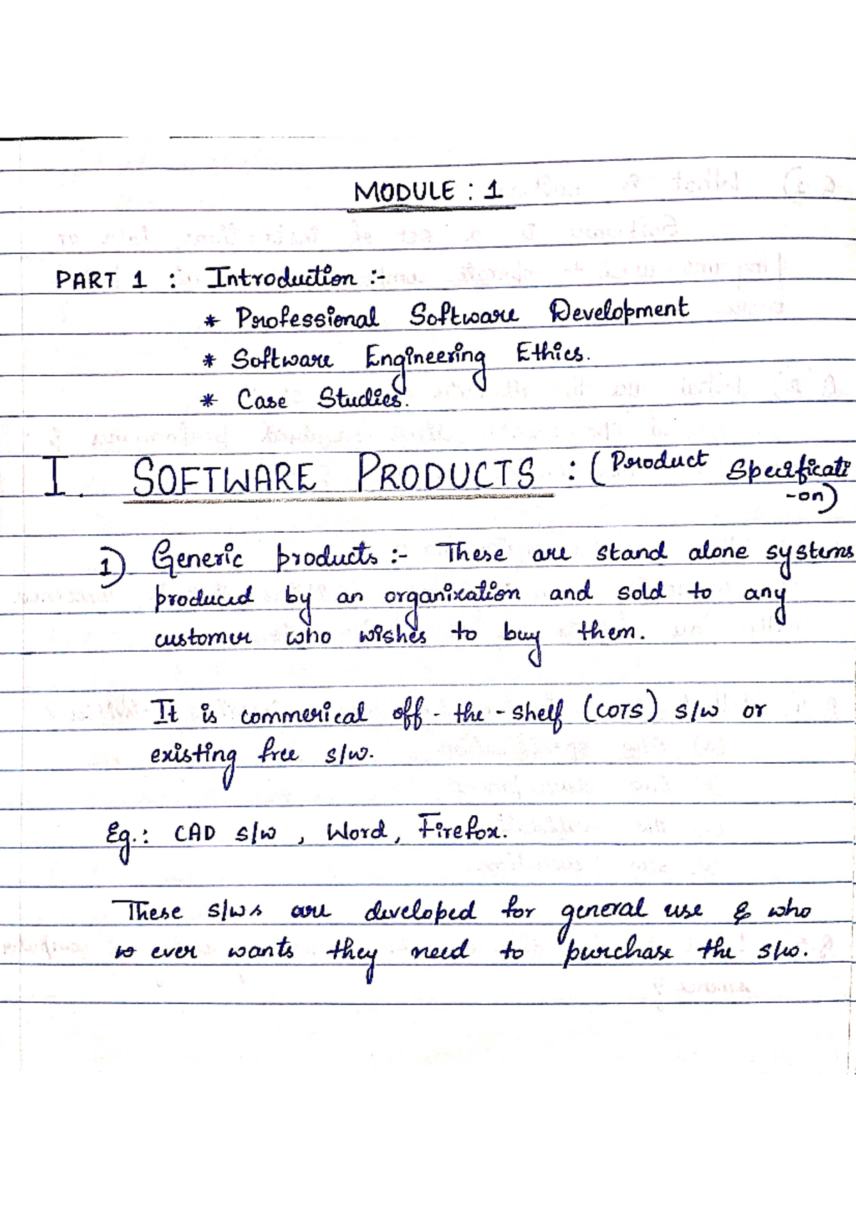 SE mod 1 - Software engineering - MODULE : 1 PART 1 : Introduction Professional Software ...