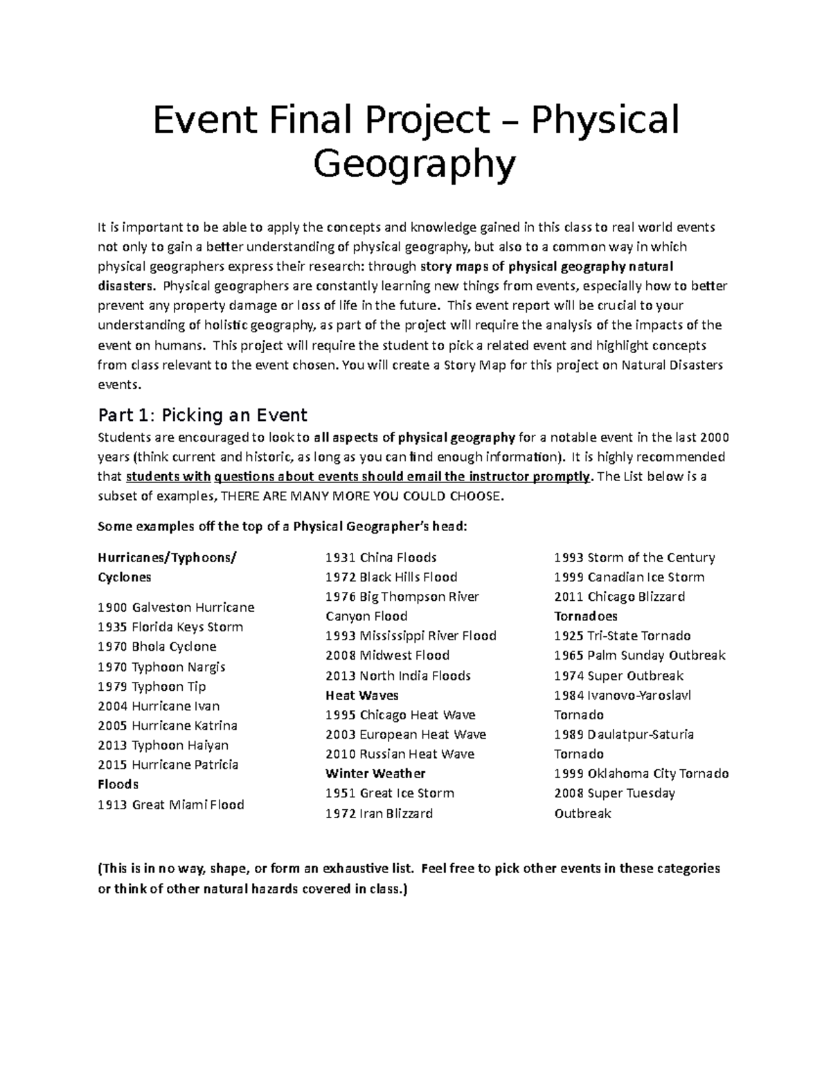 Final enviromental - notes to study - Event Final Project – Physical ...