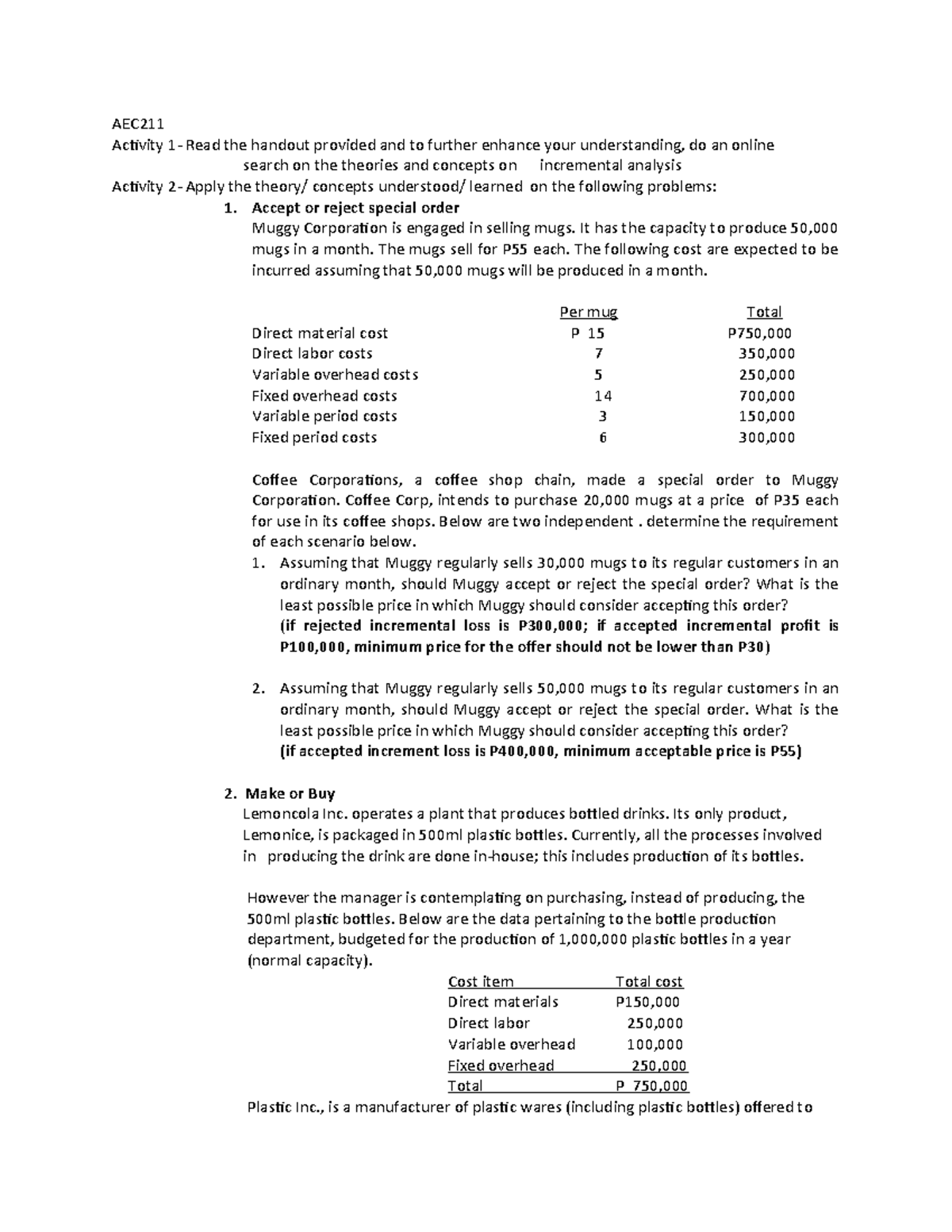 Pdfcoffee - awerera - AEC Activity 1- Read the handout provided and to further enhance your ...