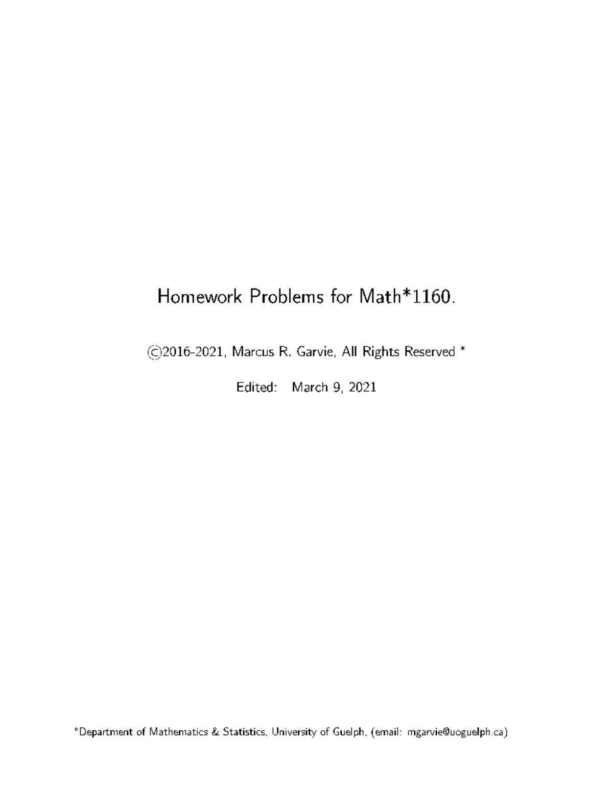 Homework Problems 1160 - Math 1160 - Studocu