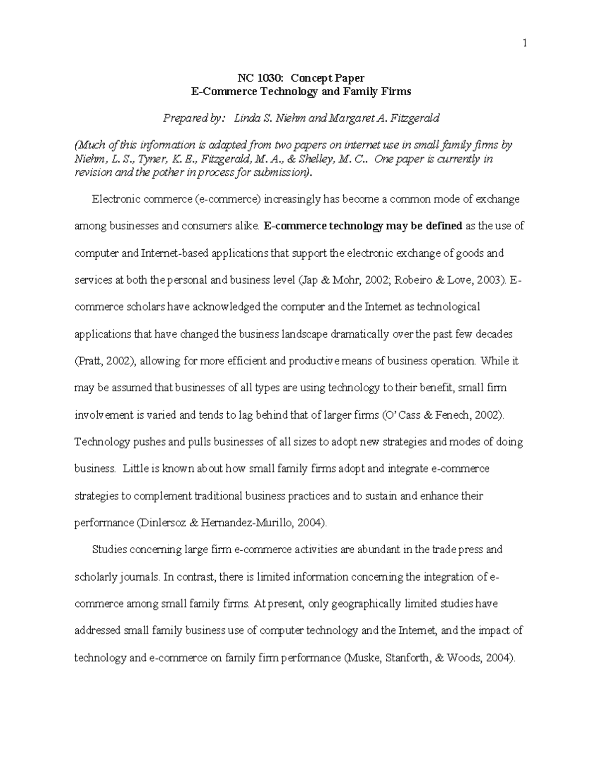 Technology Concept Paper-Final - NC 1030: Concept Paper E-Commerce ...