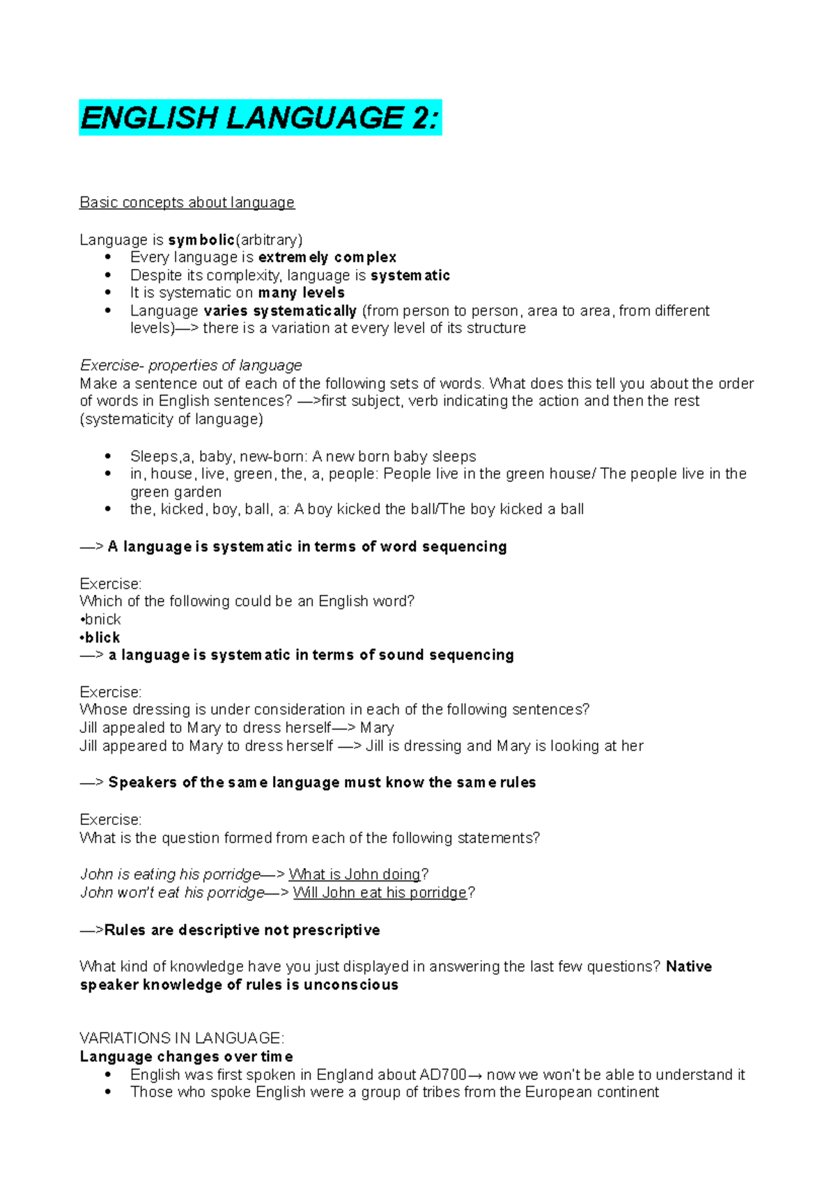 English Language 2 - slides integrate ad esercizi svolti a lezione ...