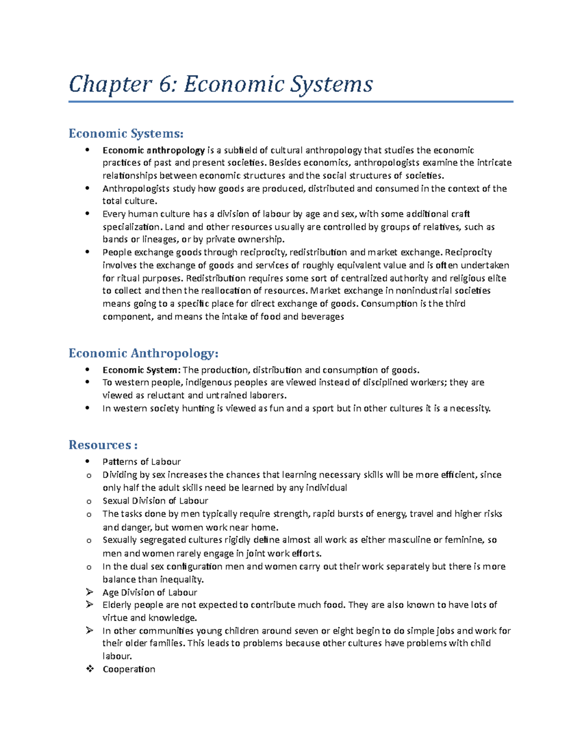 Chapter 6 - Economic Systems - Chapter 6: Economic Systems Economic ...